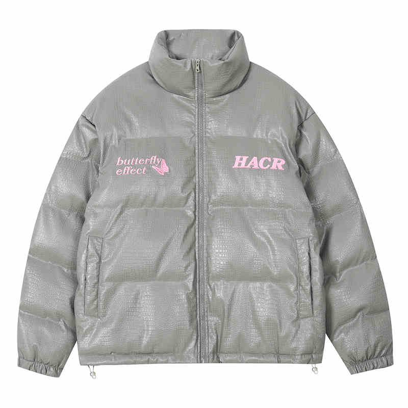 Embossed Fur Patch Crocodile PU Leather Down Jacket – Harsh and Cruel